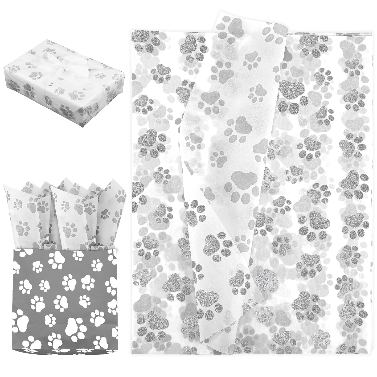 30pcs Dog Paw Tissue MMF7 Paper, 20x14in Cute Paw Print Tissue Paper ...