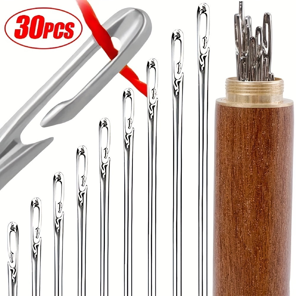 30pcs Easy Thread Sewing Needle Set For Seniors Stainless Steel With