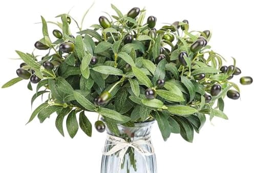 30pcs Faux Olive Leaves Stems 10” Tall Artificial Plants Olive Branches ...
