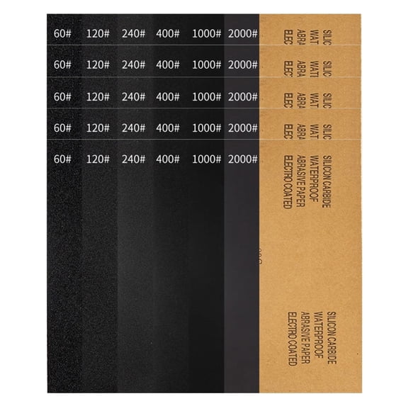 30pcs Fine Grit 60-2000 Silicon Carbide Wet Dry Sandpaper For Metal ...