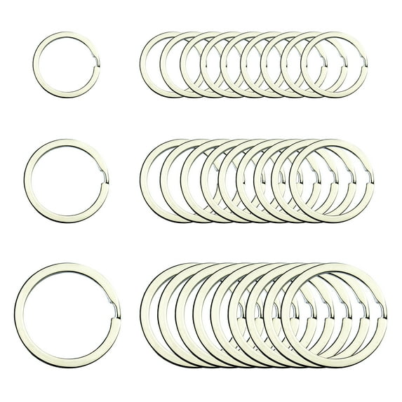 30pcs Flat Key Rings Key Chain Metal Split Ring (Round 3/4 inch, 1 inch ...