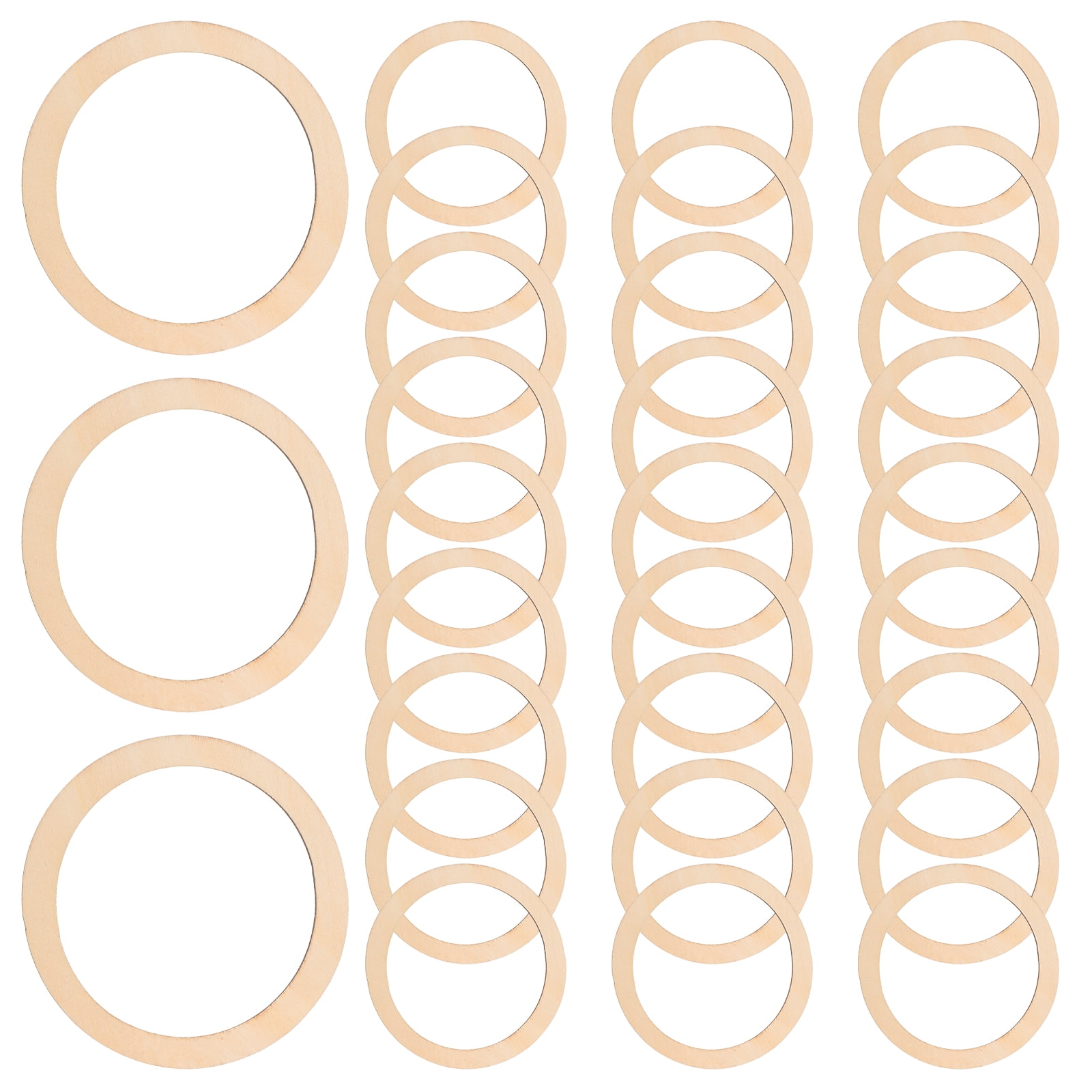 30pcs Flat Wooden Rings Unfinished Round Wood Circle DIY Embellishments ...