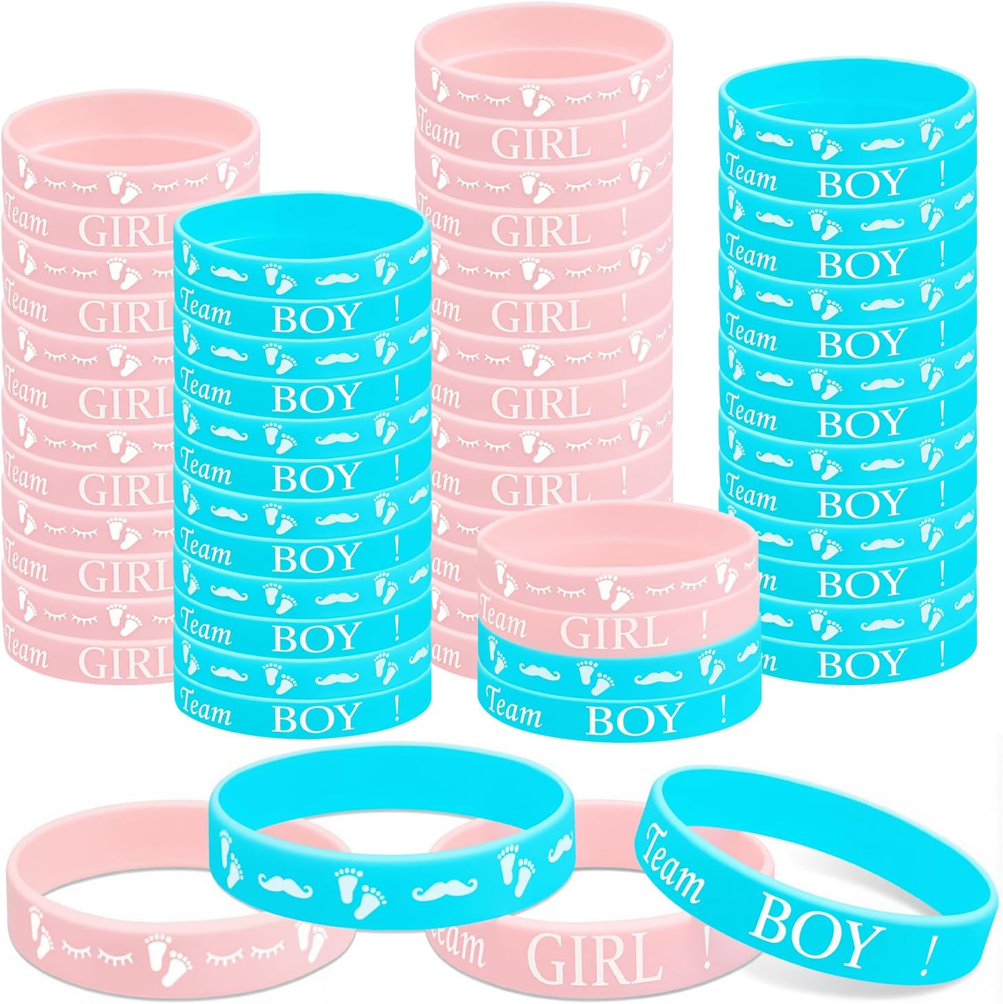 30pcs Gender Reveal Bracelets Team Boy or Girl Silicone Wristbands ...