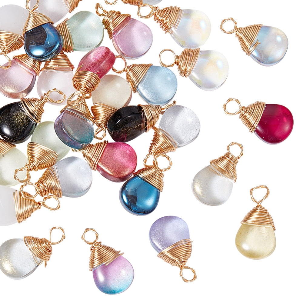 30pcs Glass Water Drop Charms Colorful Teardrop Charm Pendant with ...