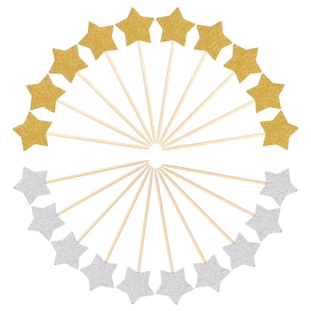 30pcs Glitter Paper Star Cake Toppers Twinkle Cake Decoration Party ...