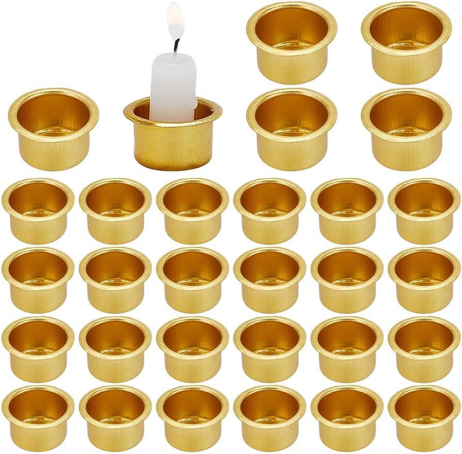 30pcs Gold Tea Light Tins Cups Metal Candle Cups Candlestick Holder Cup ...