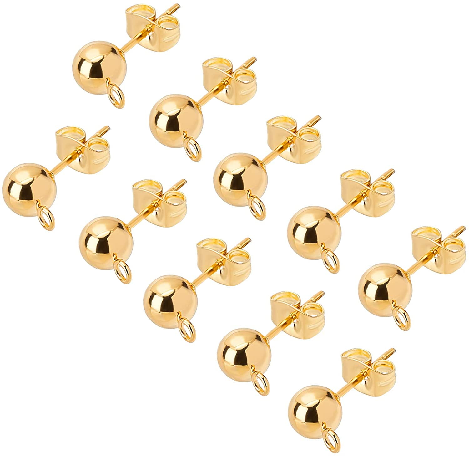 about 30pcs Golden Ball Post Stud Earrings with Ear Nuts Stainless ...