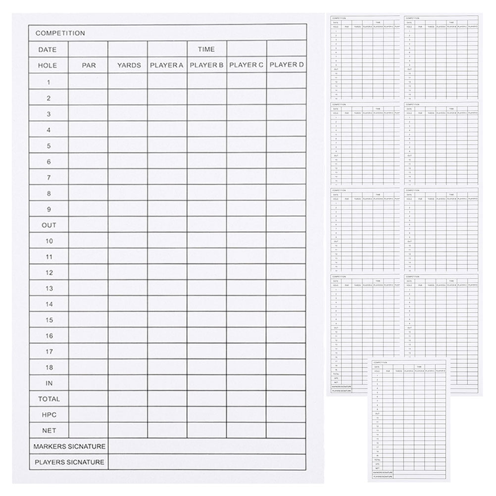 White Golf Score Record Cards on Durable Coated Paper for Portable Use ...