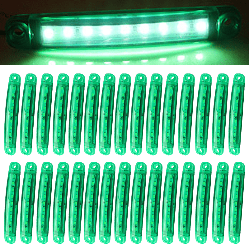 30pcs Green Light 9led Long Bright Wide Voltage (12-24V Universal) 1Wx9 ...