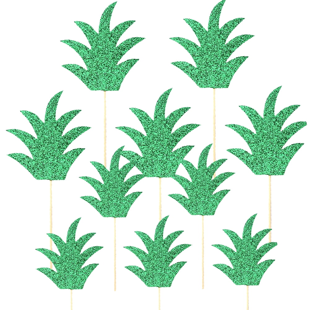 30pcs Green Pineapple Leaf Cake Toppers Paper Cake Picks Cupcake Insert ...