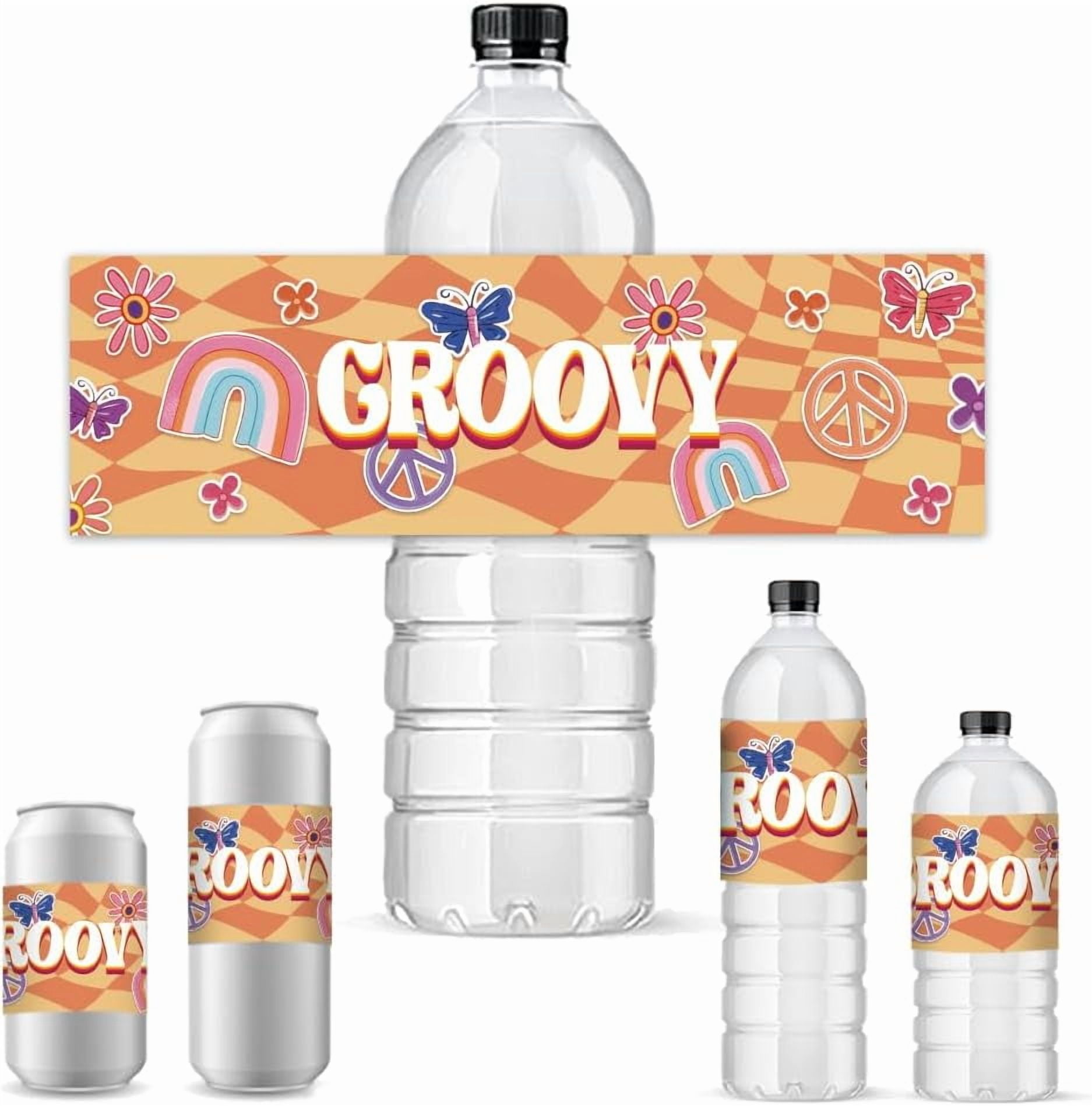 30pcs Groovy Water Bottle Labels 70s Disco Bottle Stickers Decorative ...
