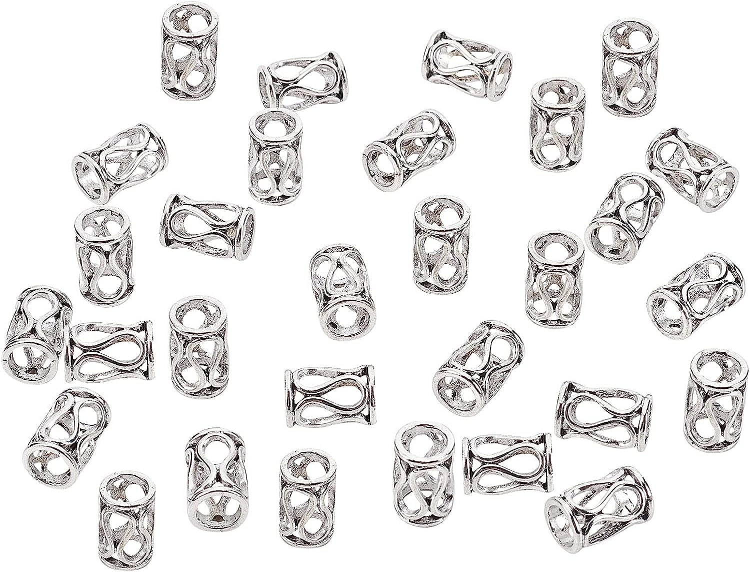 30pcs Hair Braid Beads Cube Beads Tibetan Style Hollow Beads Column ...