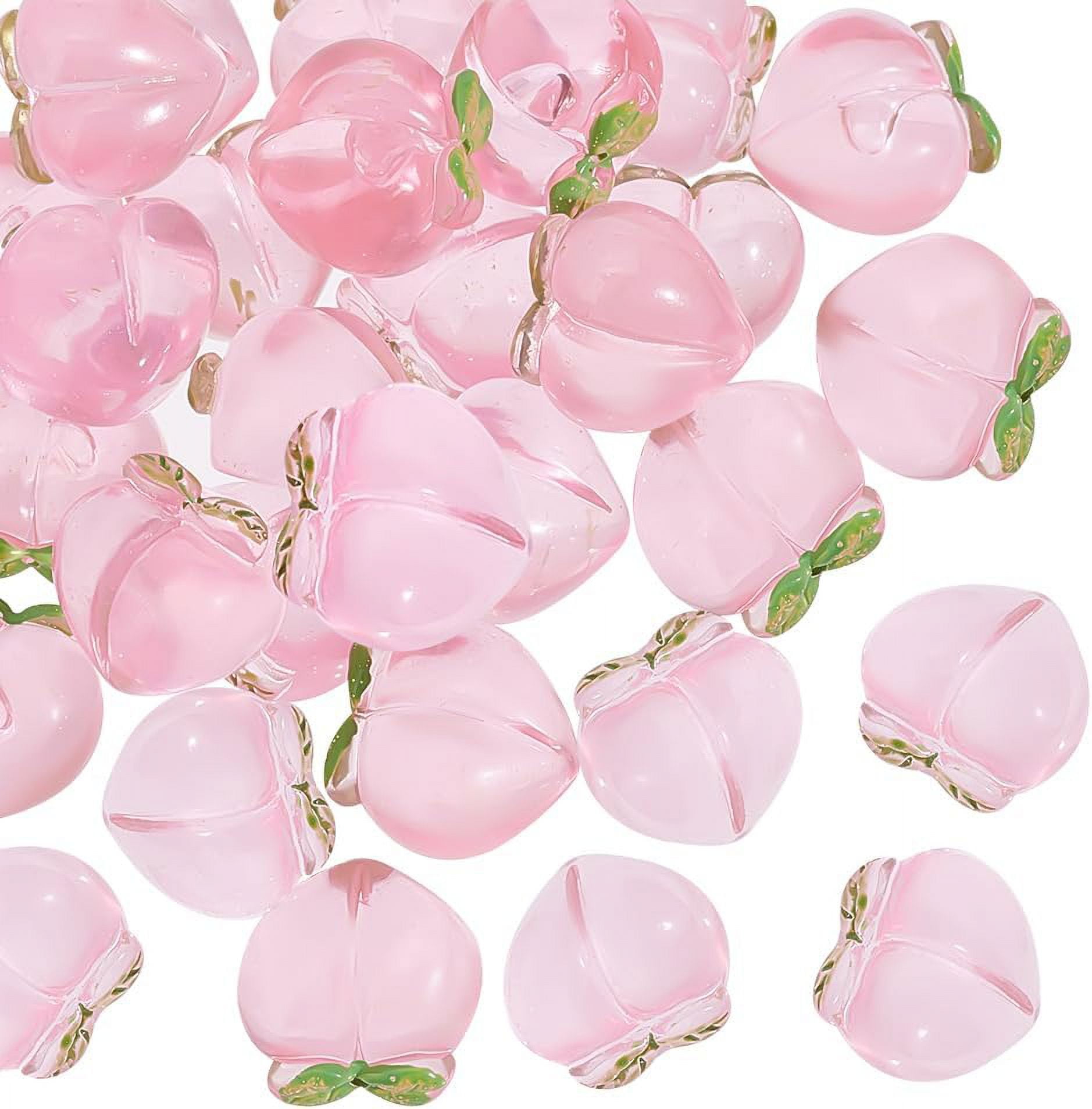 30pcs Half Drilled Peach Beads Transparent Fruit Beads Pink Handmade ...