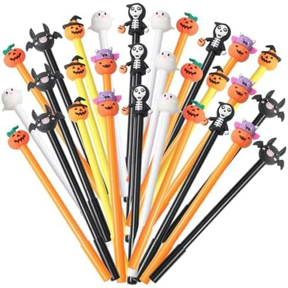 30pcs Halloween Pens,Assorted Pumpkin Skull Heads Ghost Bat Shape ...