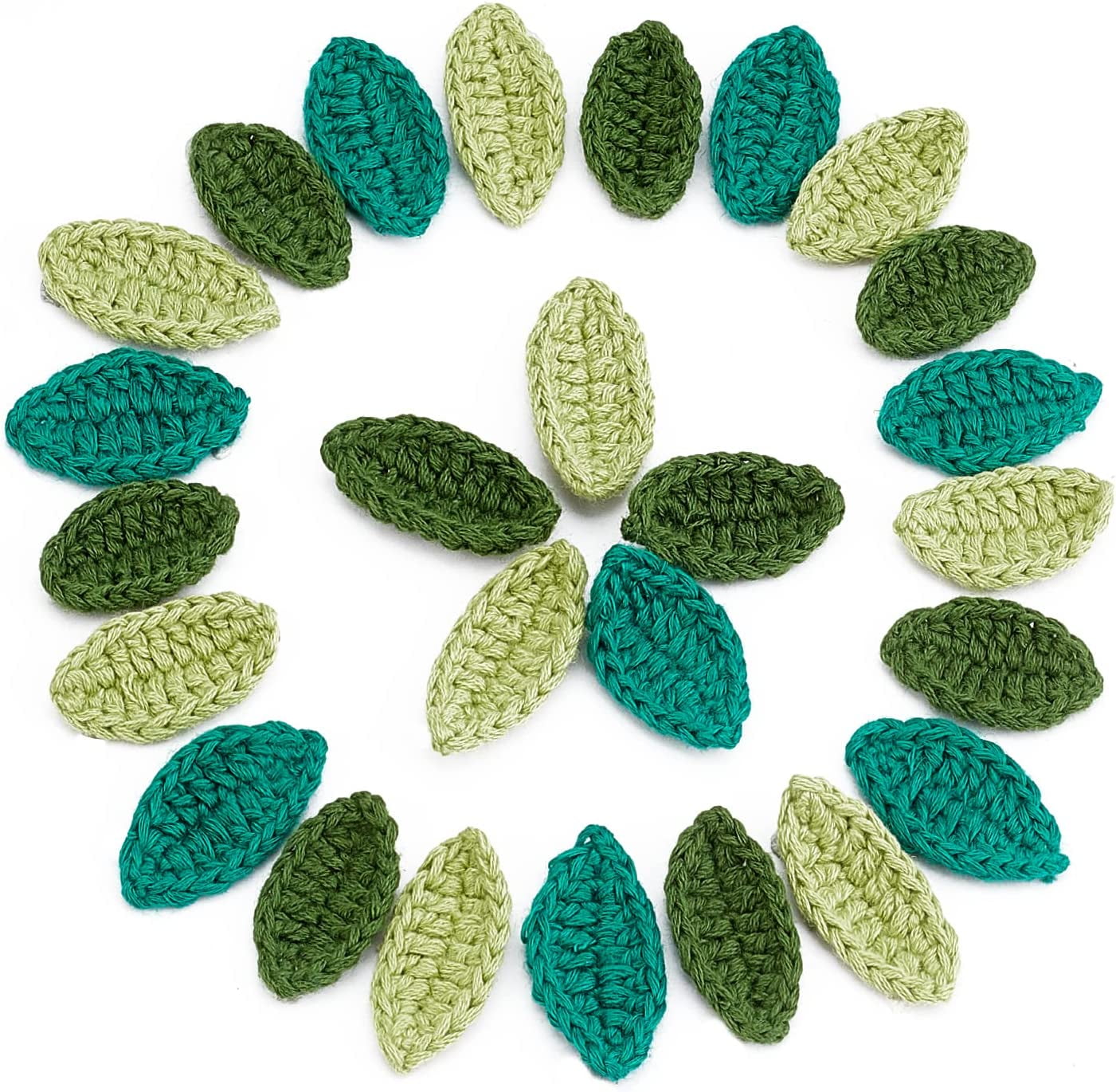 30pcs Handmade Crocheted Leaves in 3 Color Crochet Green Leaf Handmade ...