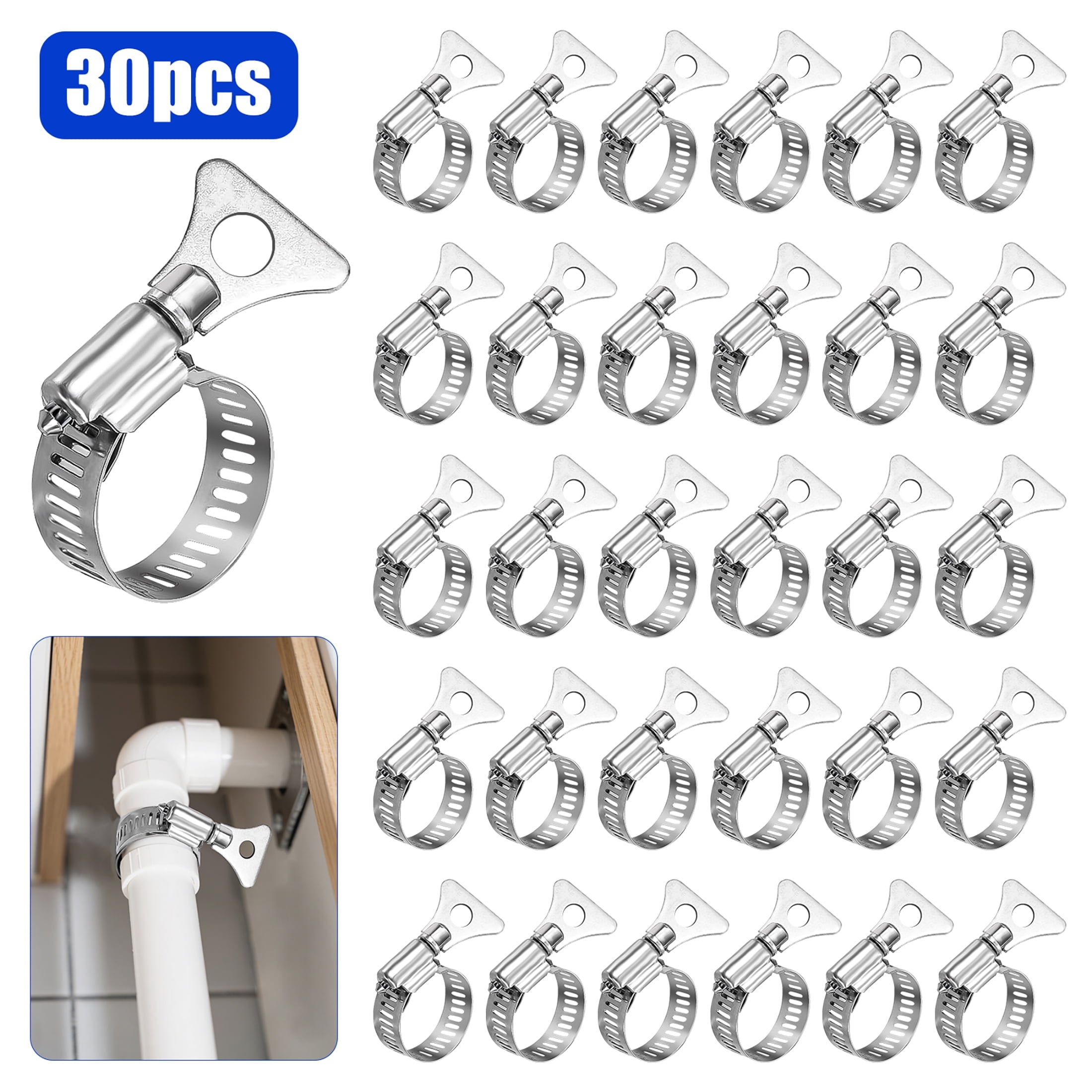 30pcs Hose Clamps, EEEkit 16-25mm Adjustable Stainless Steel Pipe Clamp ...