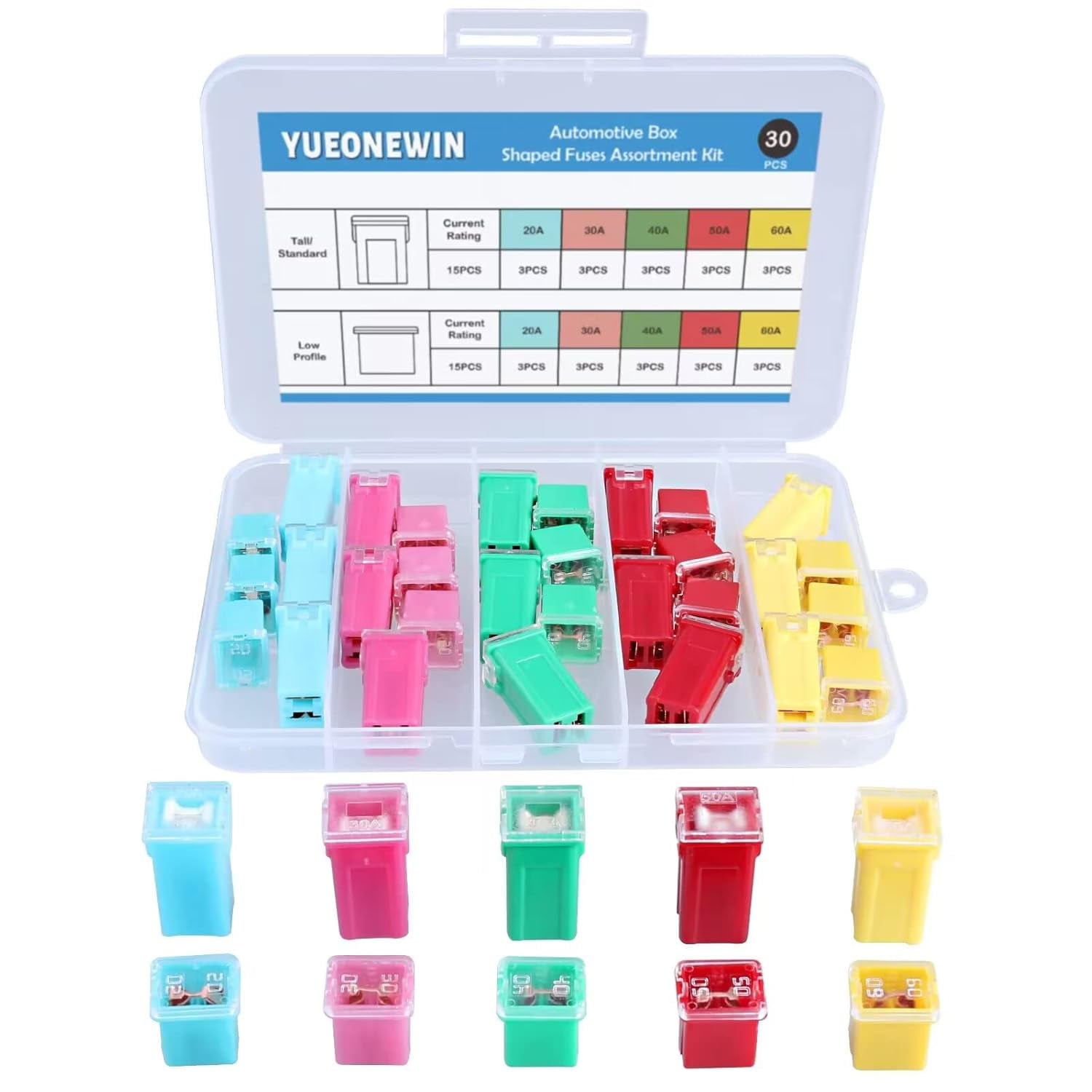 30pcs Jcase Car Fuse Assortment Kit Tall/STD and Low Profile Jcase Box ...