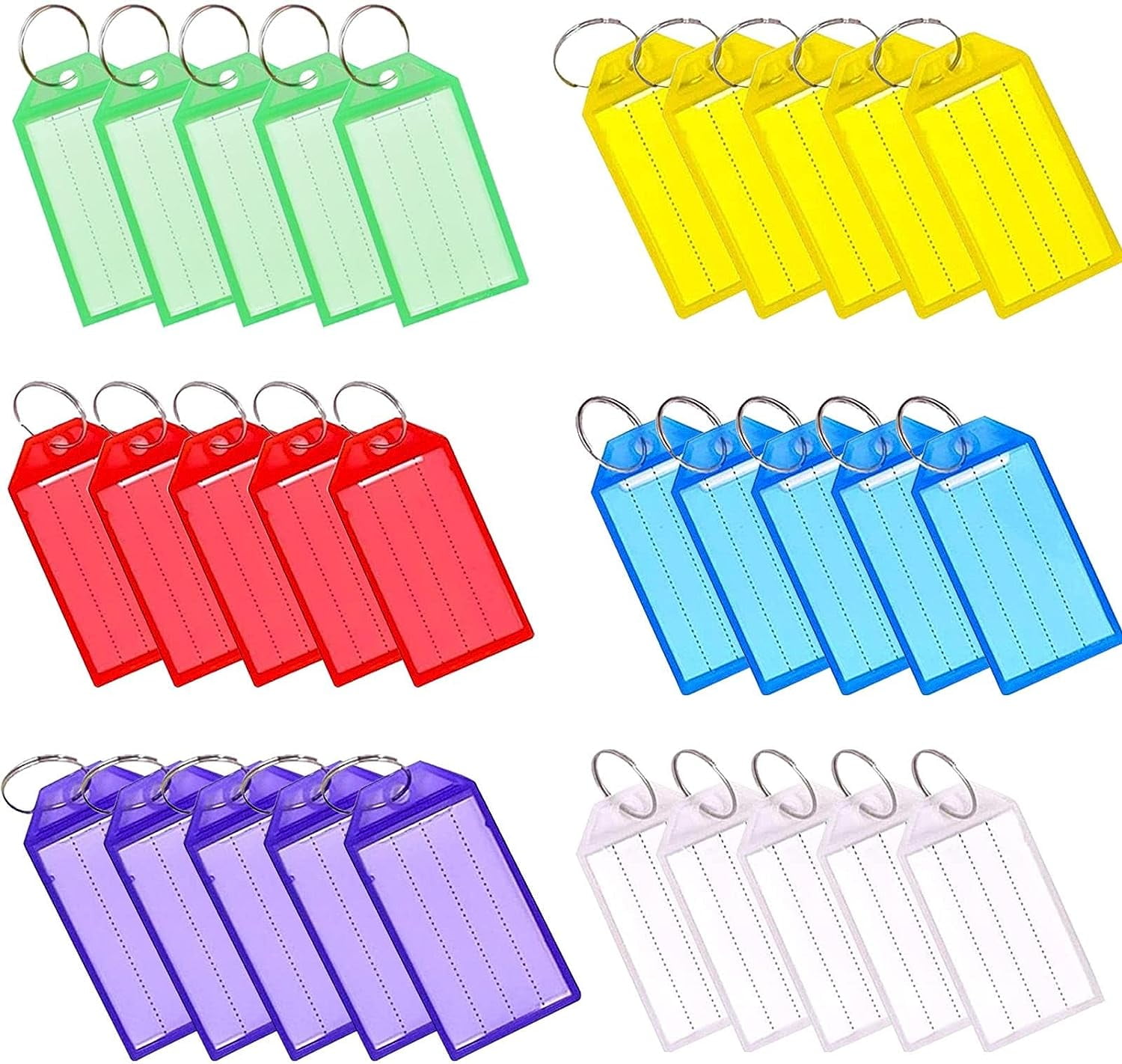 30pcs Key Tags with Labels, 6 Colors Key Fobs with Split Rings for Pets Luggage Name Tags ID ...
