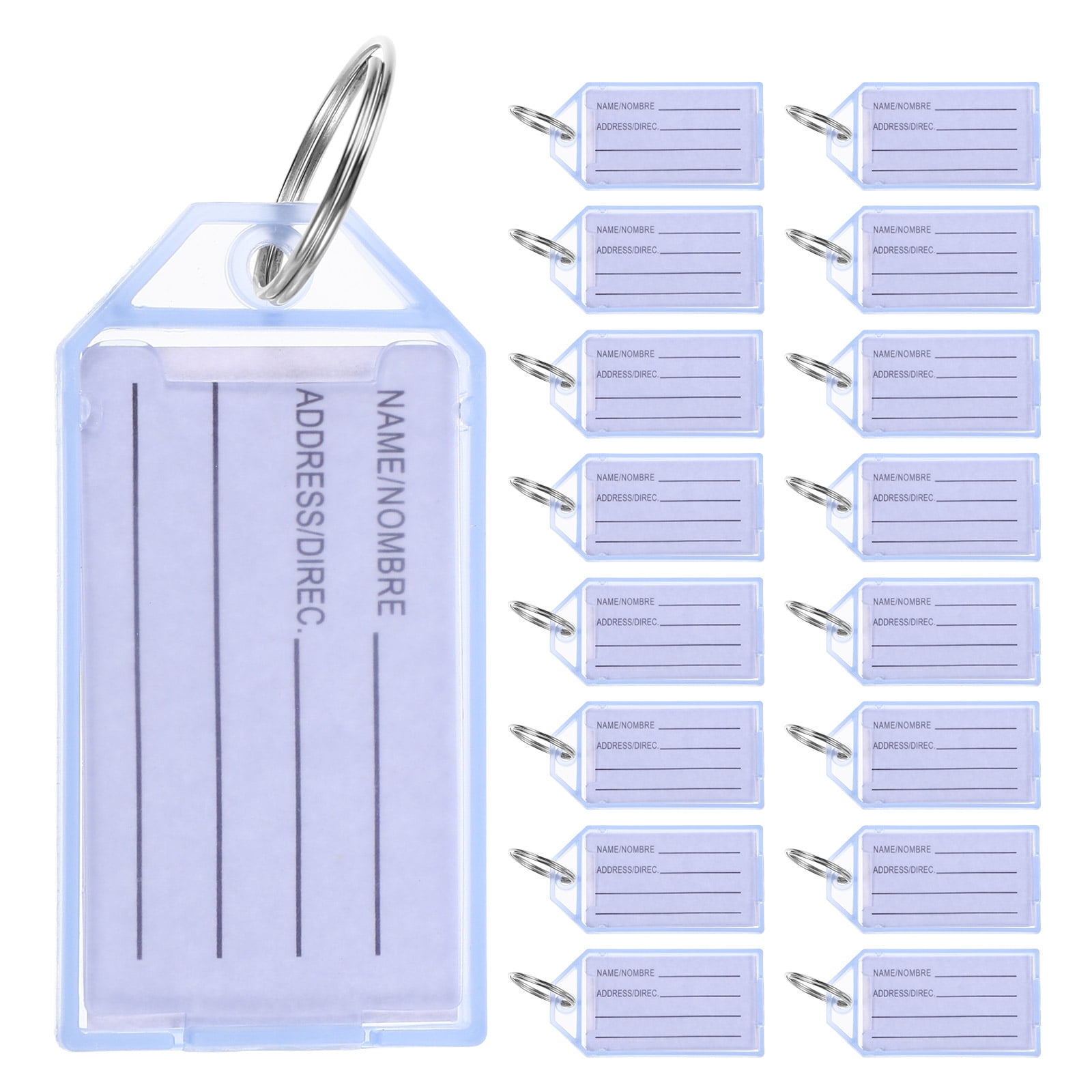 30pcs Key Tags Tough Plastic Key Tag With Split Ring Blank Paper Labels ...