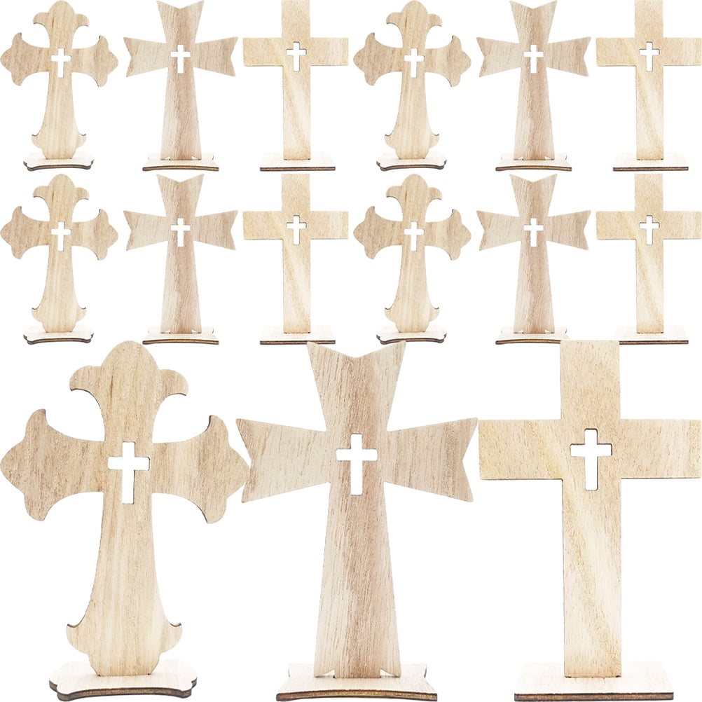 30pcs Khaki Cross Wood Chips for Kids DIY Crafting and Decor Superior ...