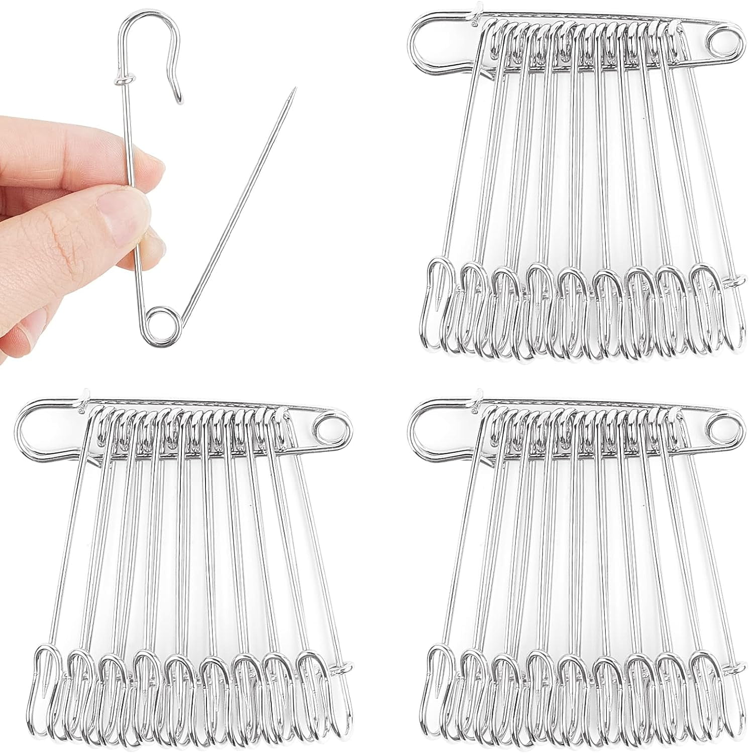 30pcs Large Heavy Duty Safety Pins - Silver 3 Inch Blanket Pins ...
