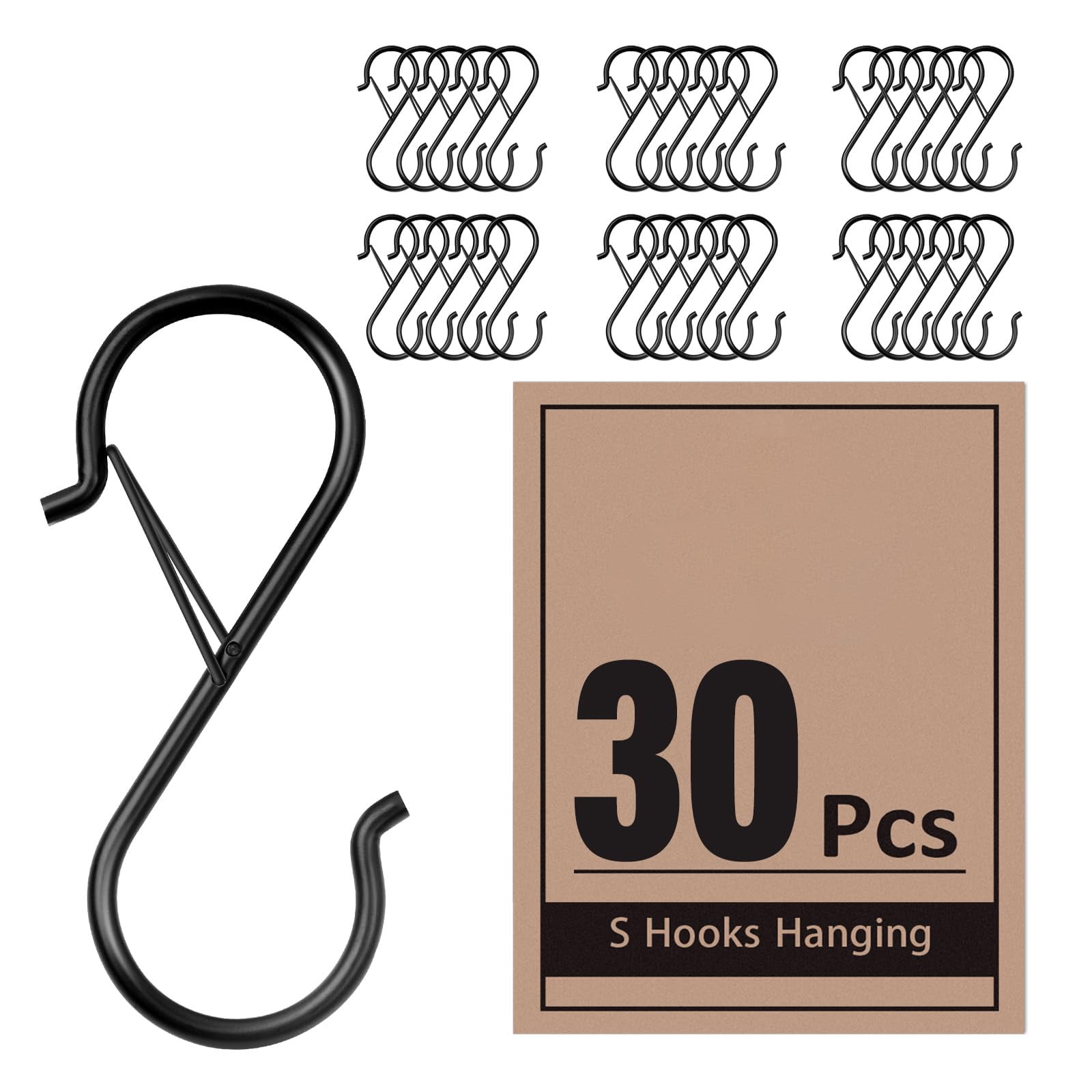 30pcs Locking S Hooks 3.5 Inch, Secure Hanging Hooks for Clothes ...