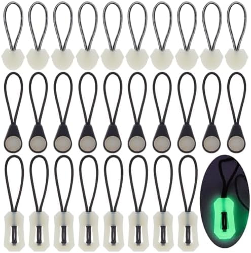 30pcs Luminous Zipper Pulls (3 green glow styles): Detachable tabs for ...