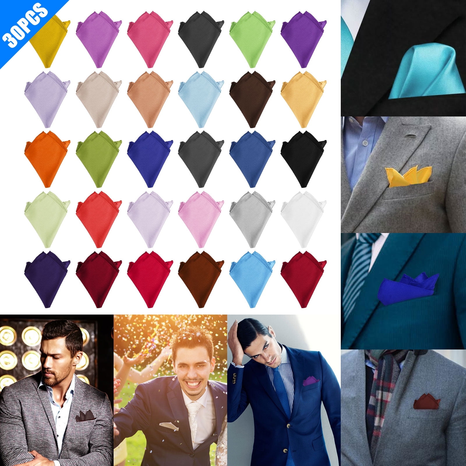 30pcs Men's Soft Polyester Handkerchiefs, DISEN Classic and Vintage ...