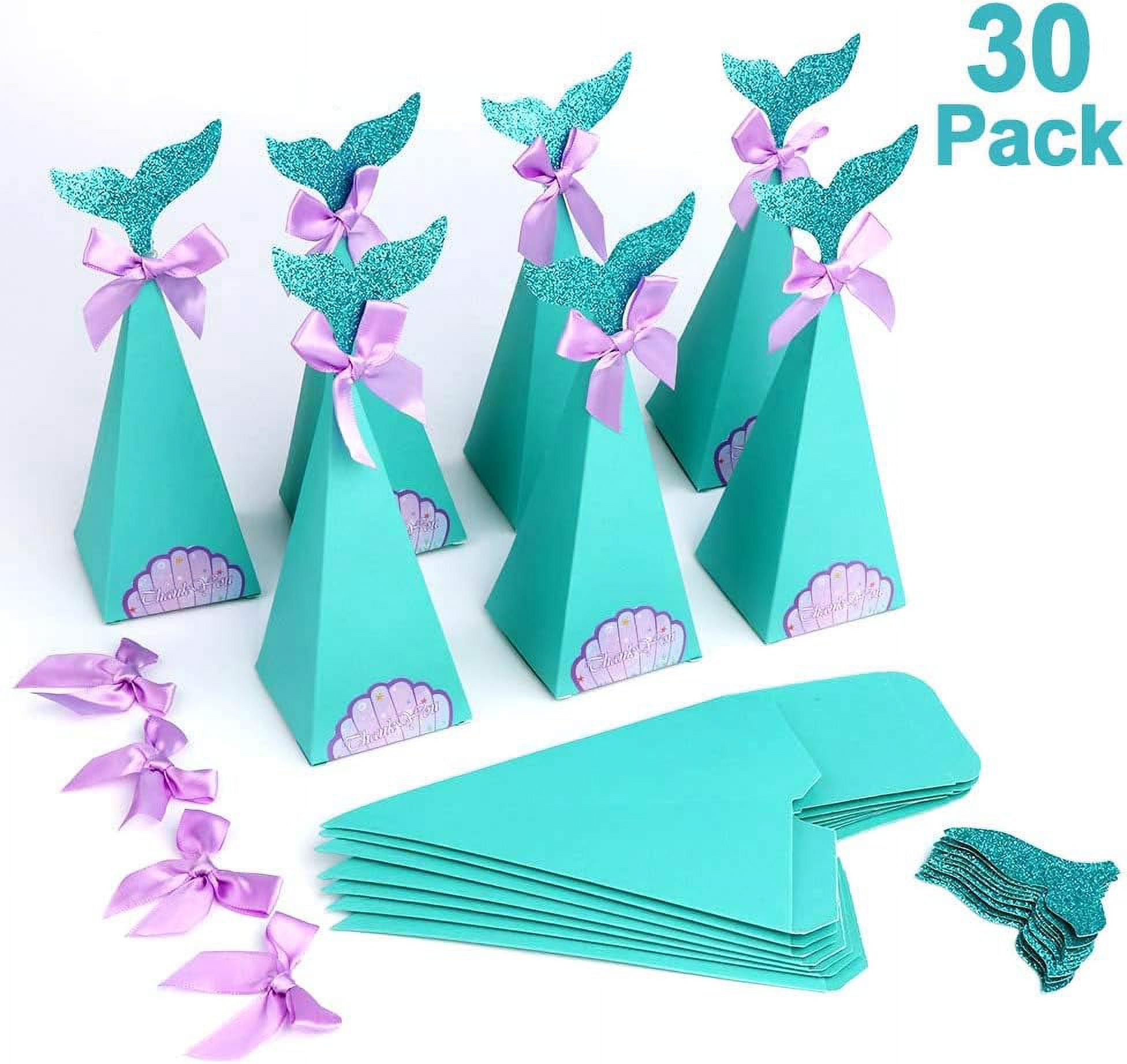 30pcs Mermaid Tails Boxes with Bows Stickers Glue Dots for Kids Girl ...