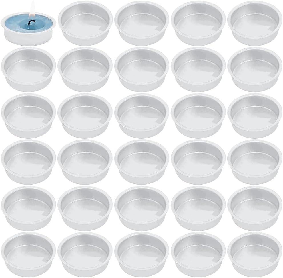 30pcs Metal Candle Cups Silver Candlestick Holder Cup 1.8 Inch Tea ...