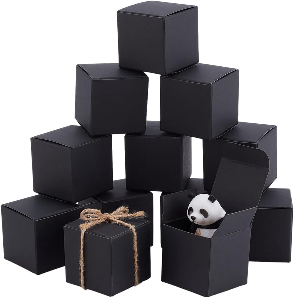30pcs Mini Square Paper Box 1.6 inch Gift Boxes Black Boxes Foldable ...