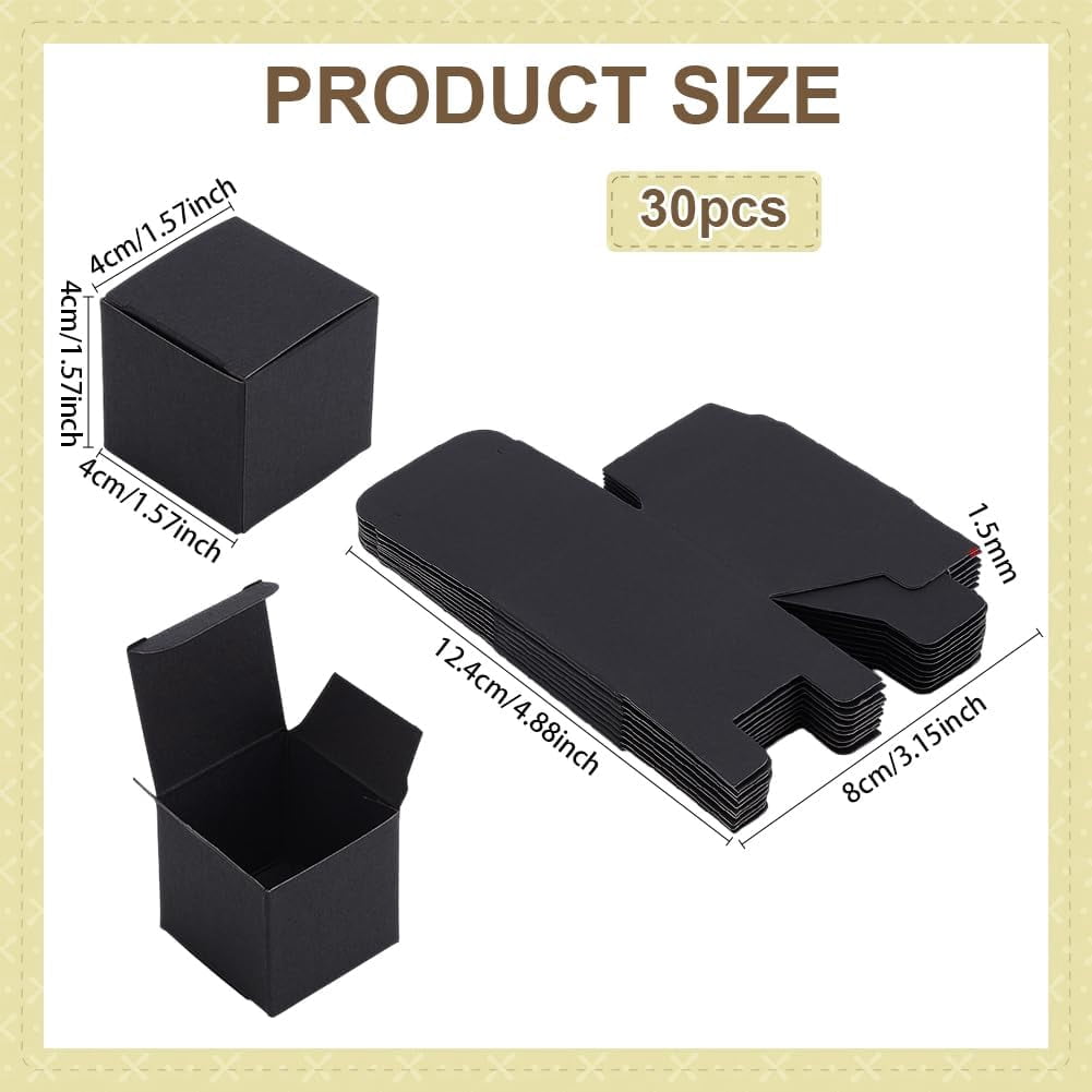 30pcs Mini Square Paper Box 1.6 inch Gift Boxes Black Boxes Foldable ...