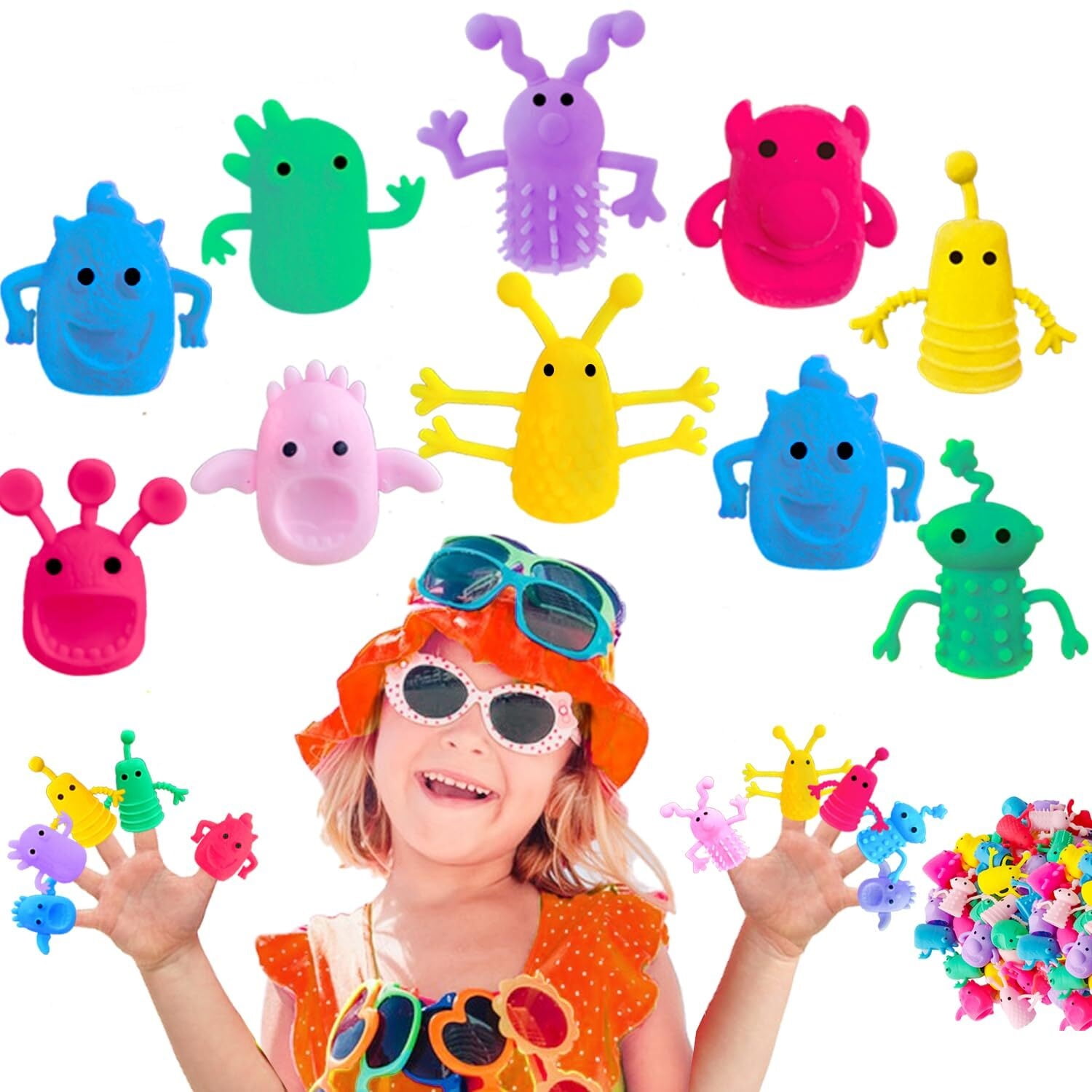 30pcs Monster Finger Puppets Toys,Cute Rubber Finger Doll Toys,Mini ...
