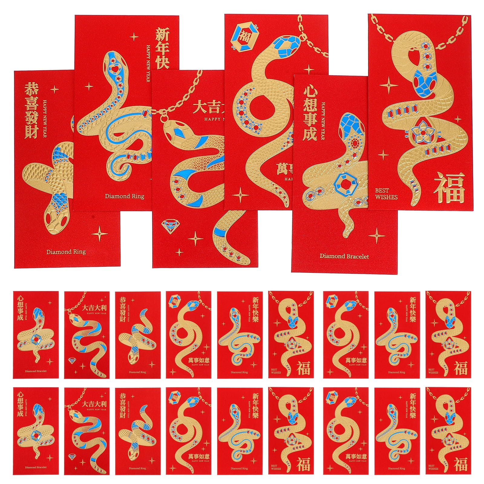 30pcs New Year Red Envelope Year of the Snake Red Packet Money ...