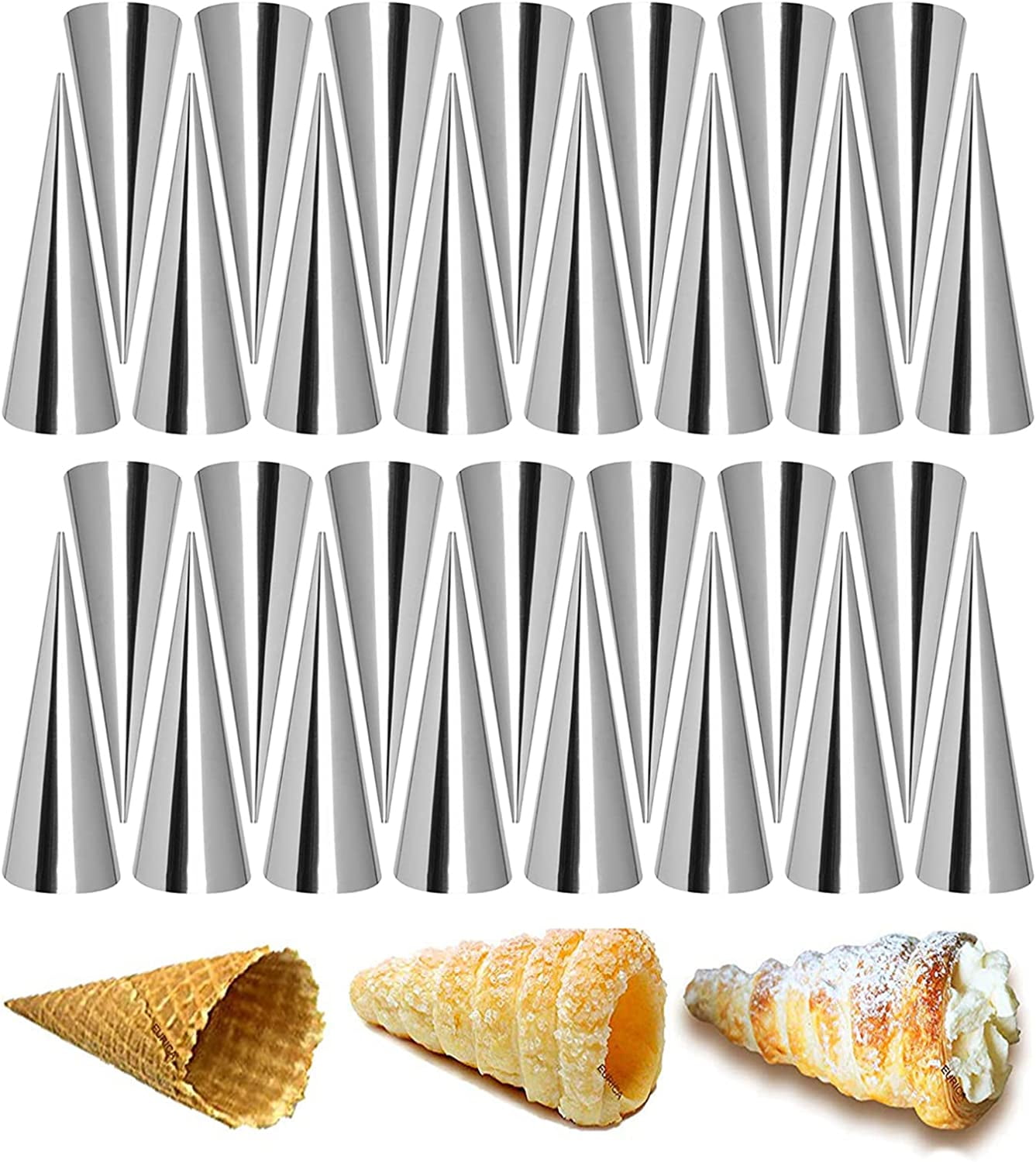 30pcs Non-Stick Cream Horn Cones Tubes Stainless Steel Conical ...
