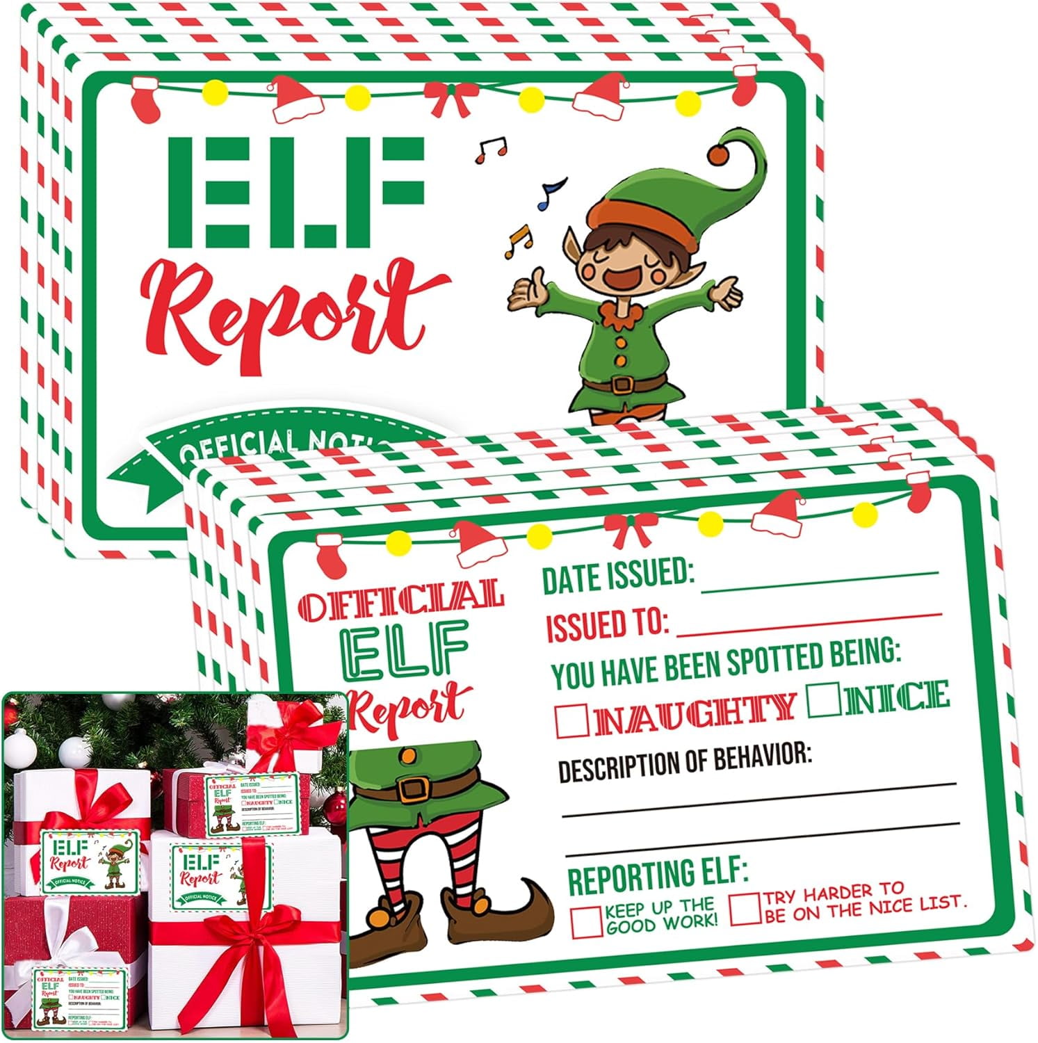 30pcs Official Elf Reports North Pole Elf Christmas Cards 4 x 6 Inch ...