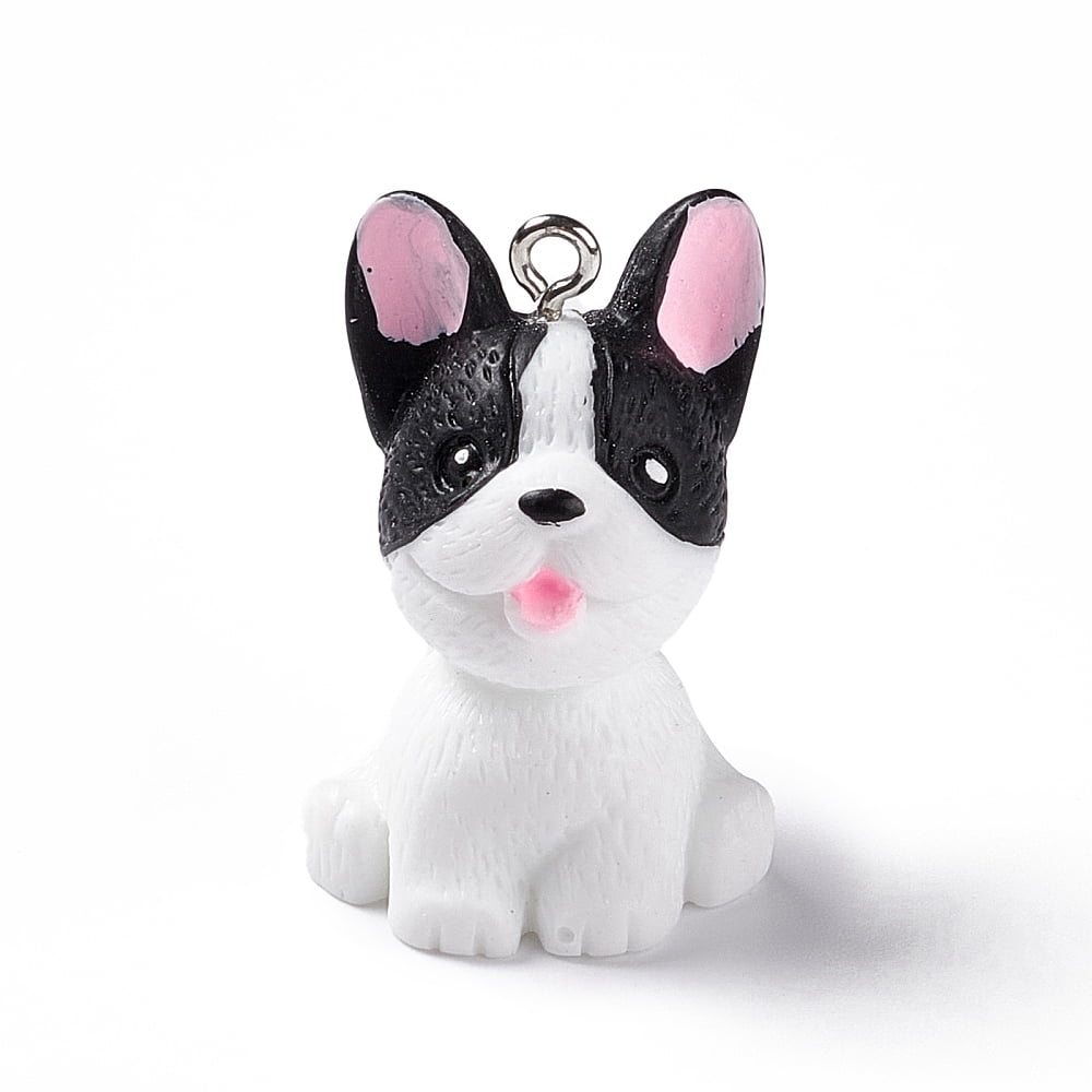 30pcs Opaque Resin Pendants 3D Dog Charms with Platinum Tone Iron Loops ...