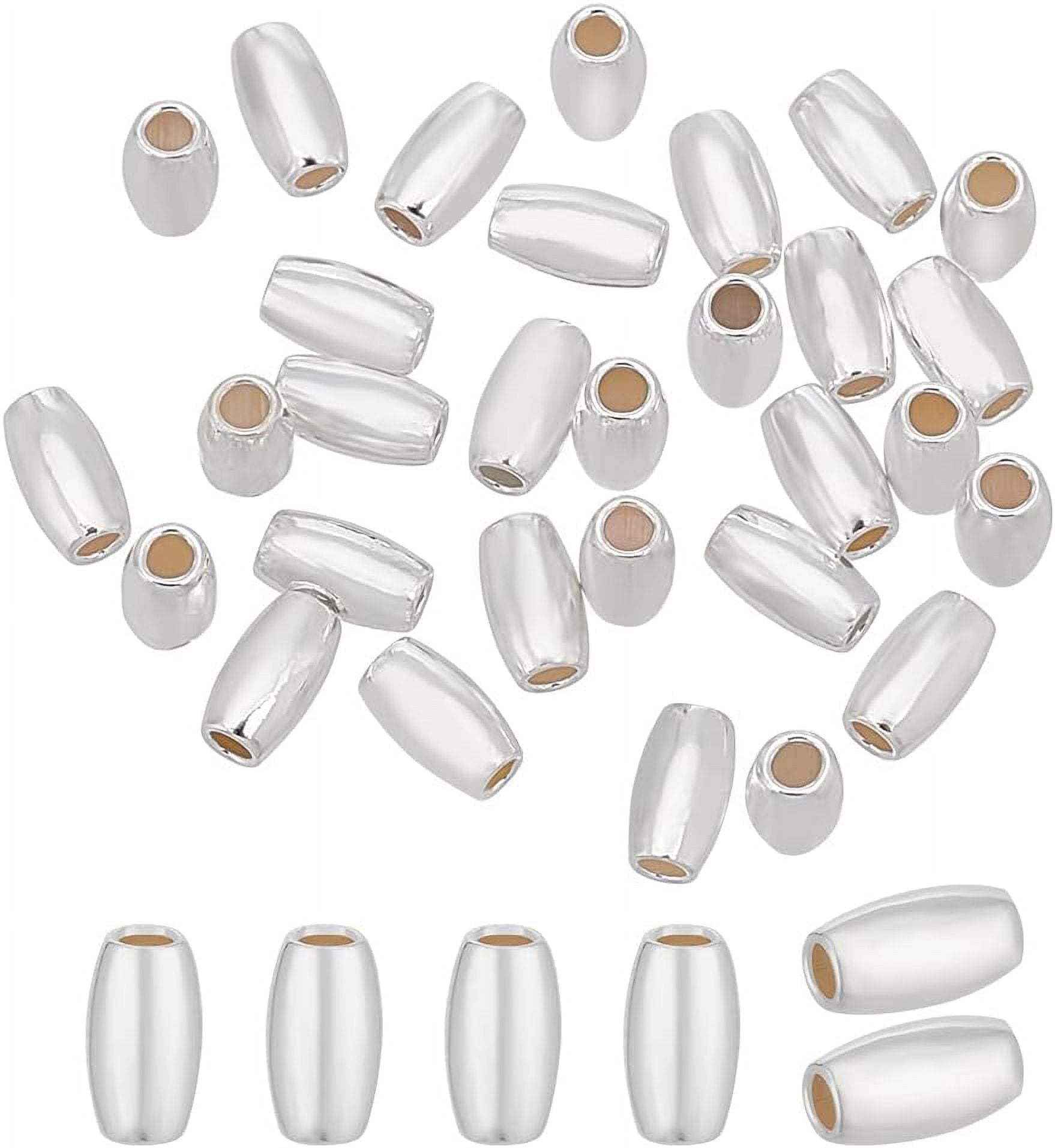 30pcs Oval Rice Spacer Beads 925 Sterling Silver 5.5mm Small Seamless ...