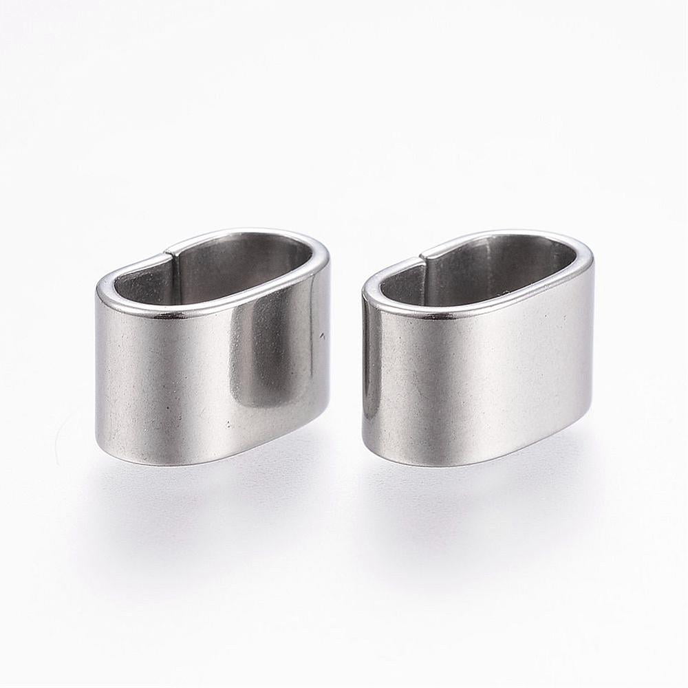 30pcs Oval Slide Charm Stainless Steel Slide Charms Pendants Large Hole ...
