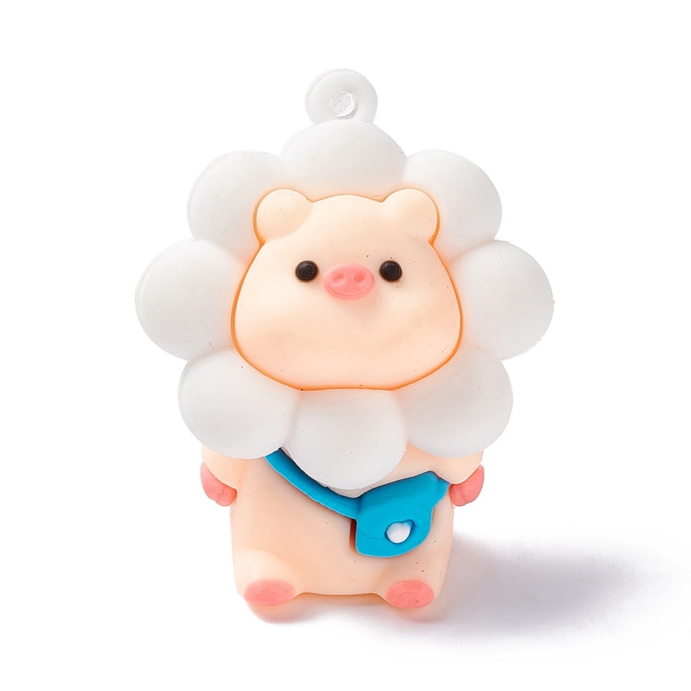 30pcs PVC Plastic Cartoon Pendants for DIY Keychain Making Pig Pattern ...