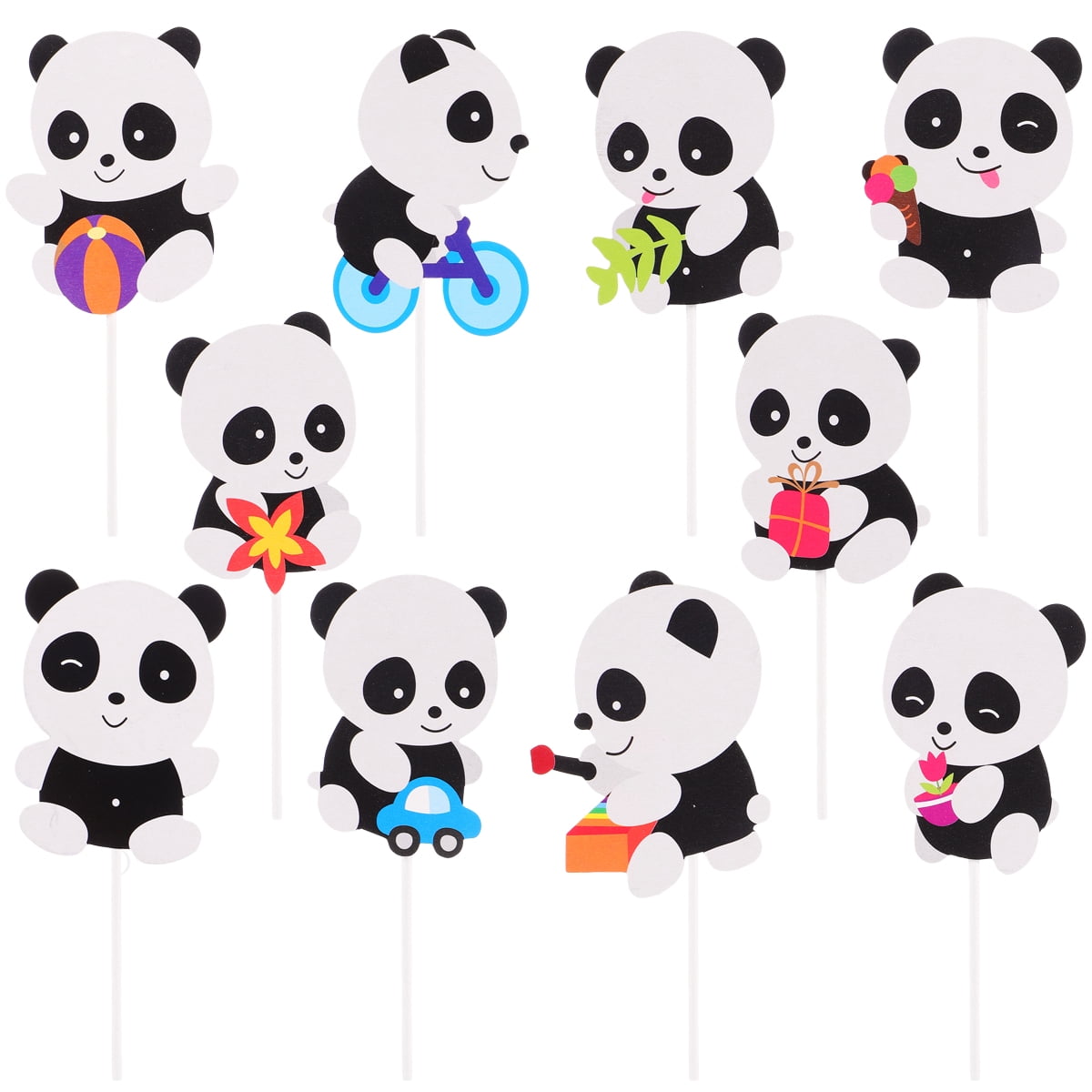 30pcs Panda Theme Party Birthday Cake Fruit Decoration (Black White ...