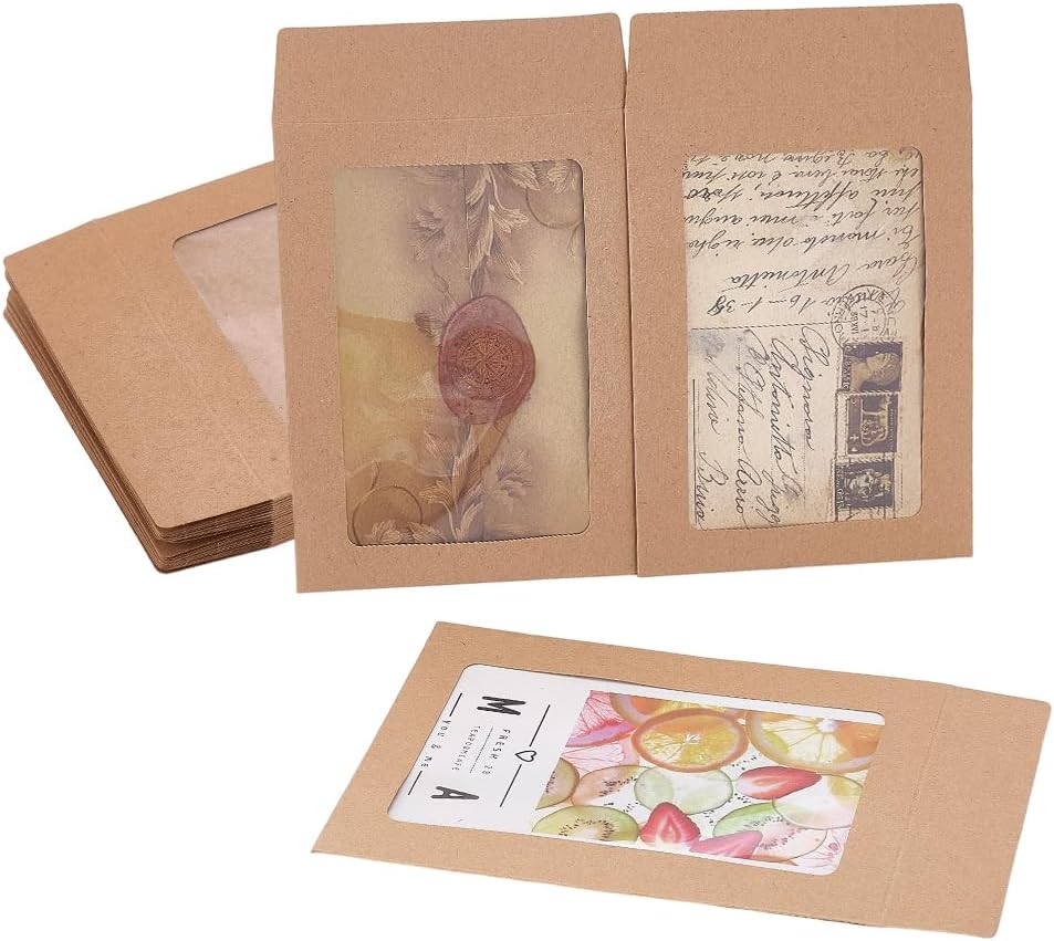 30pcs Paper Card Sleeves Brown Gift Cards Holders Kraft Greeting Cards ...