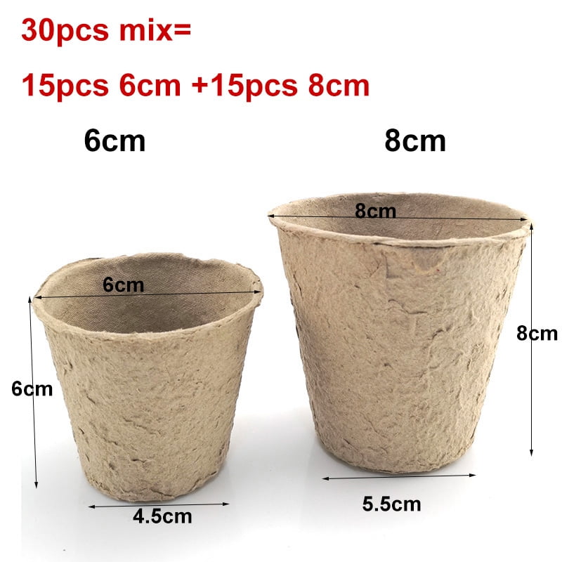 30pcs Paper Grow Pot Nursery Cup growing pot box Tray Seed veg planter ...