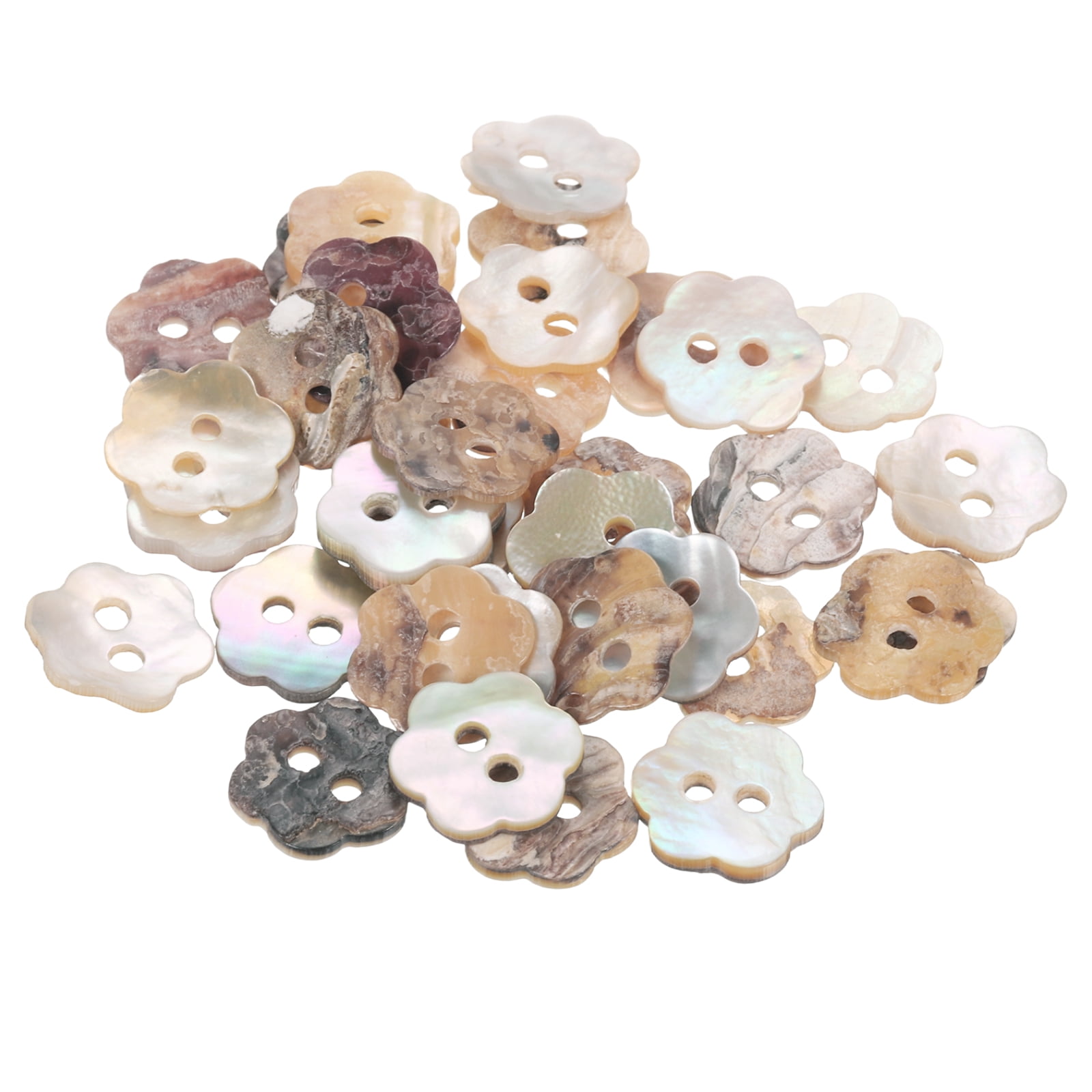 30pcs Pearl Shell Buttons 0.5" (12.5mm) 17 Hole Flower Shell Sewing ...