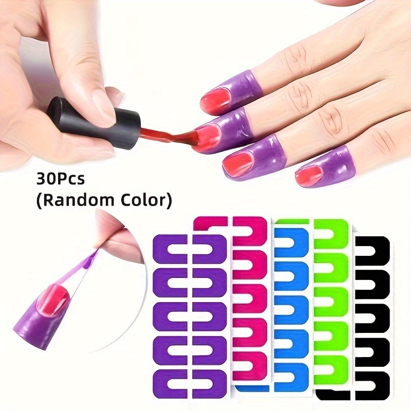 30pcs Peel-Off Nail Polish Protectors | U-Shaped, Full Coverage Finger ...