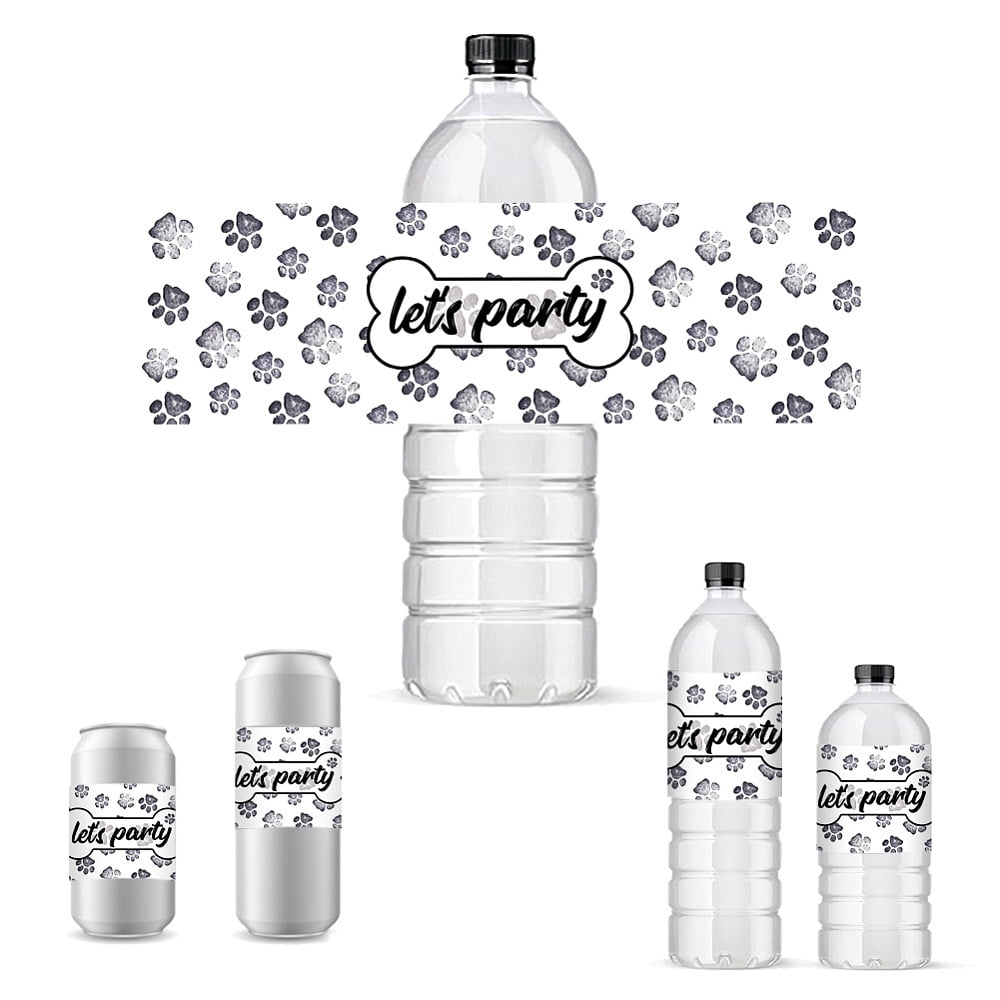 30pcs Personalized Paw Print Bottle Stickers Water Bottle Labels ...