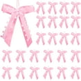 30pcs Pink Christmas Ribbon Bows Ornaments Ribbon Buckle with Heart ...