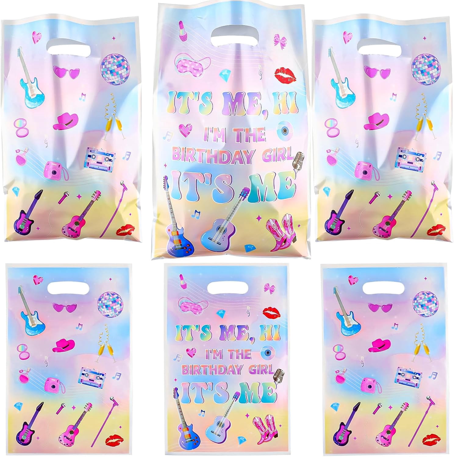 30pcs Plastic Pink Music Party Favor Bags for Birthday - Practical ...