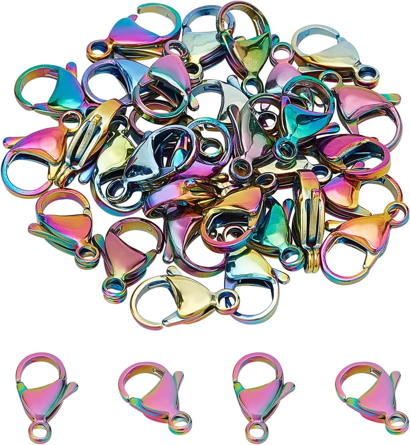 30pcs Rainbow Color Vacuum Plating 304 Stainless Steel Lobster Claw ...