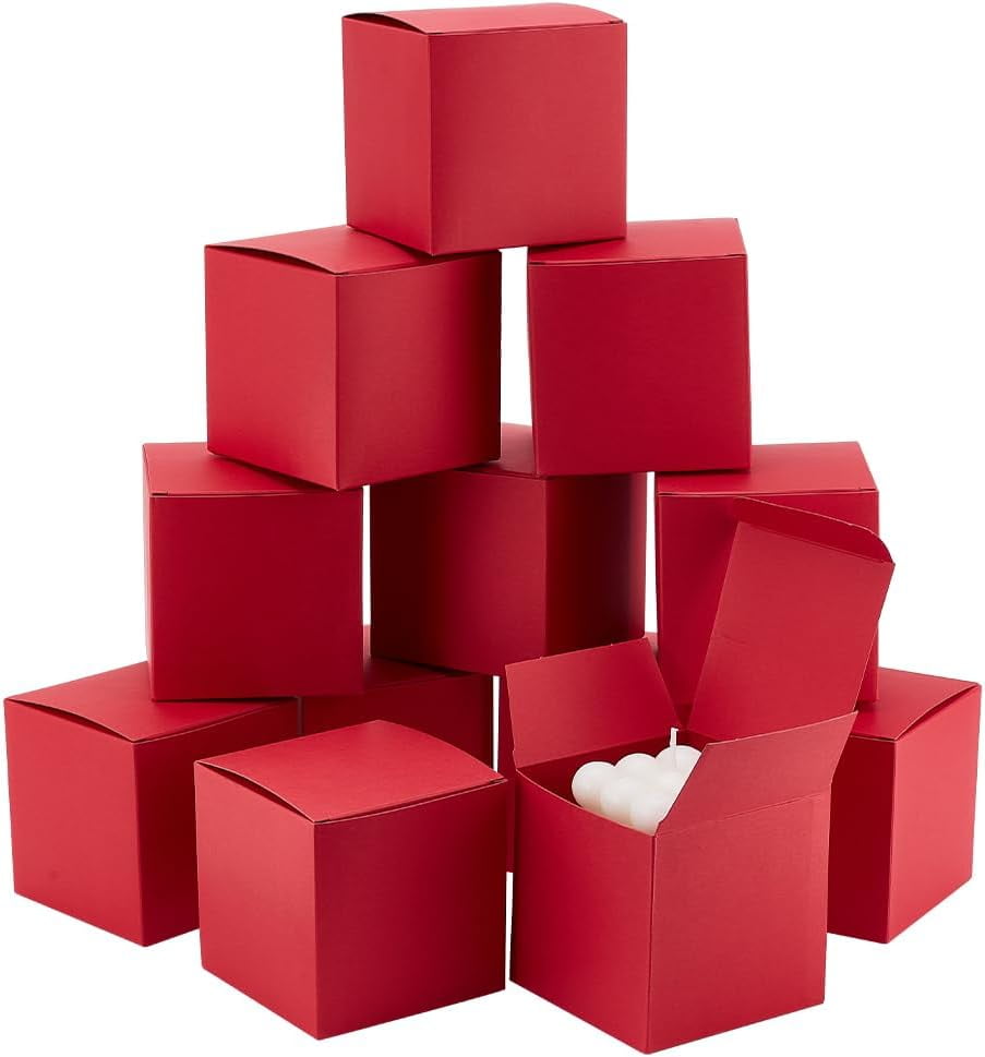 30pcs Red Paper Boxes 3.5 inch Square Gift Packaging Boxes with Lid ...